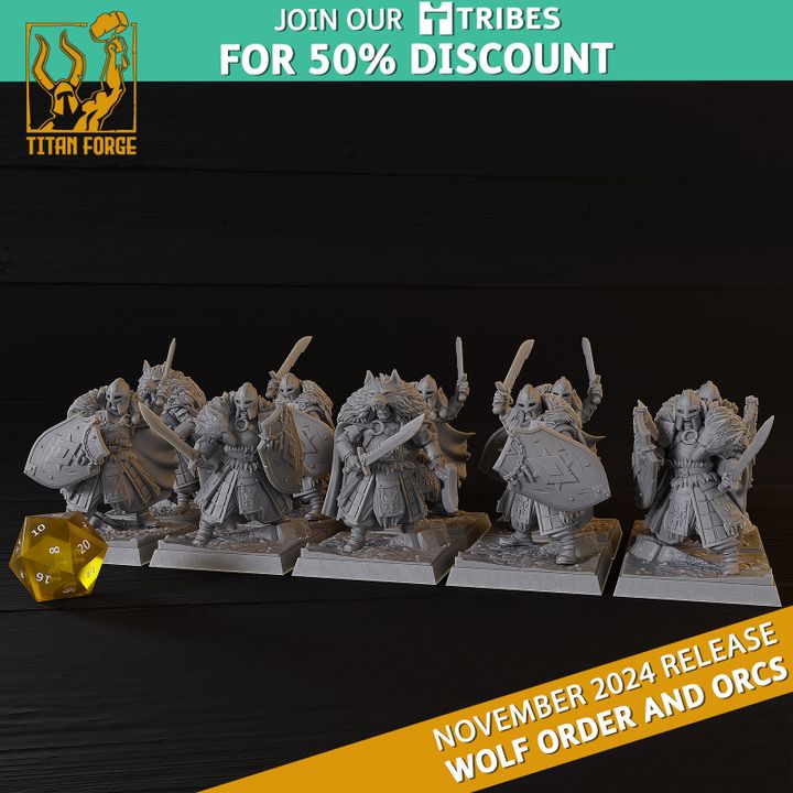 3D Printable Warriors One Handed - Wolf Order and Orcs - Titan Forge Miniatures November 2024 by ...